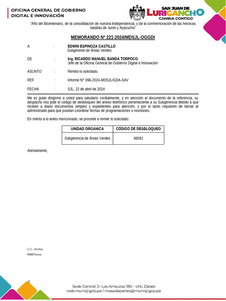 PLANTILLA DE MEMORANDO | PDF