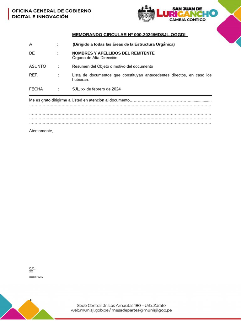 Plantilla de Memorando Circular | PDF