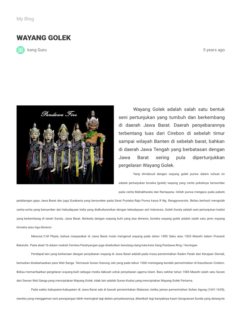 Sejarah dan Fungsi Wayang Golek Sunda | PDF