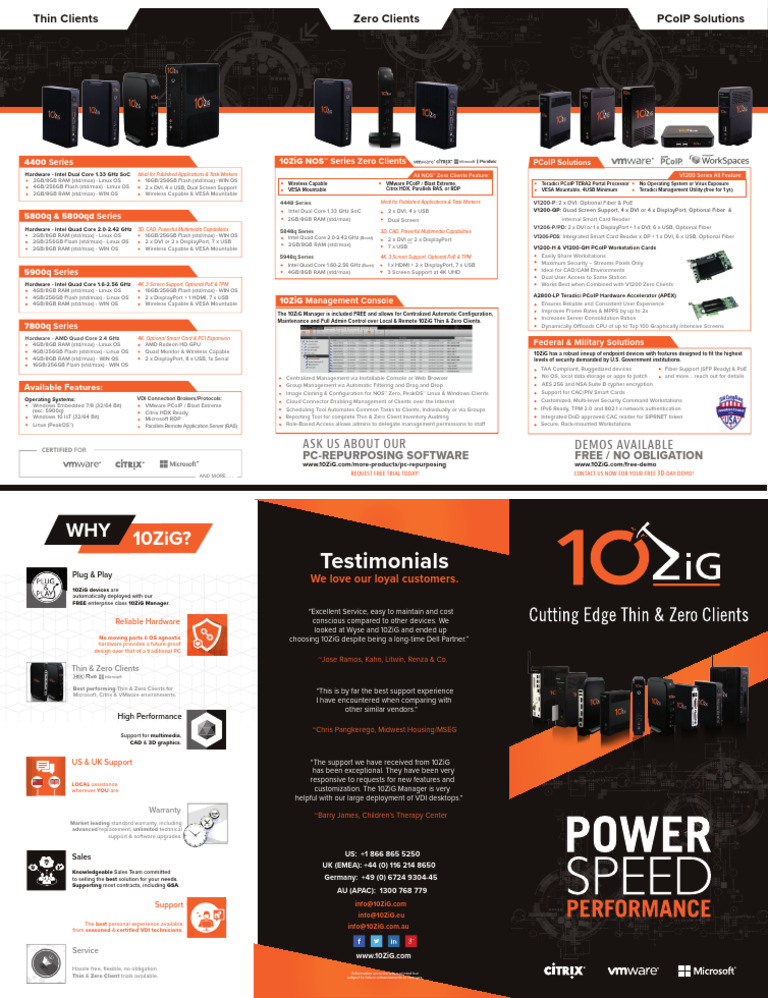 10zig Product Lineup Overview Brochures | PDF