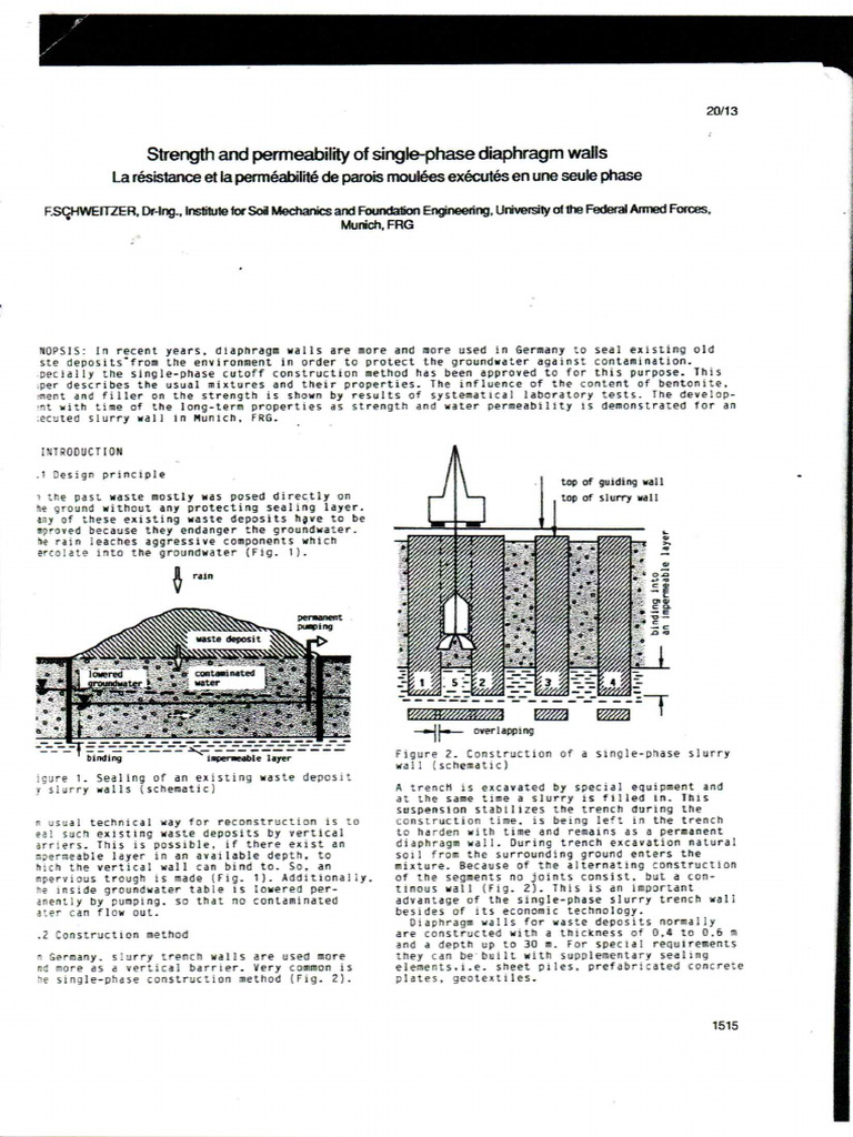 Strength and Permeability of Single-Phase Diaphragm Walls | PDF