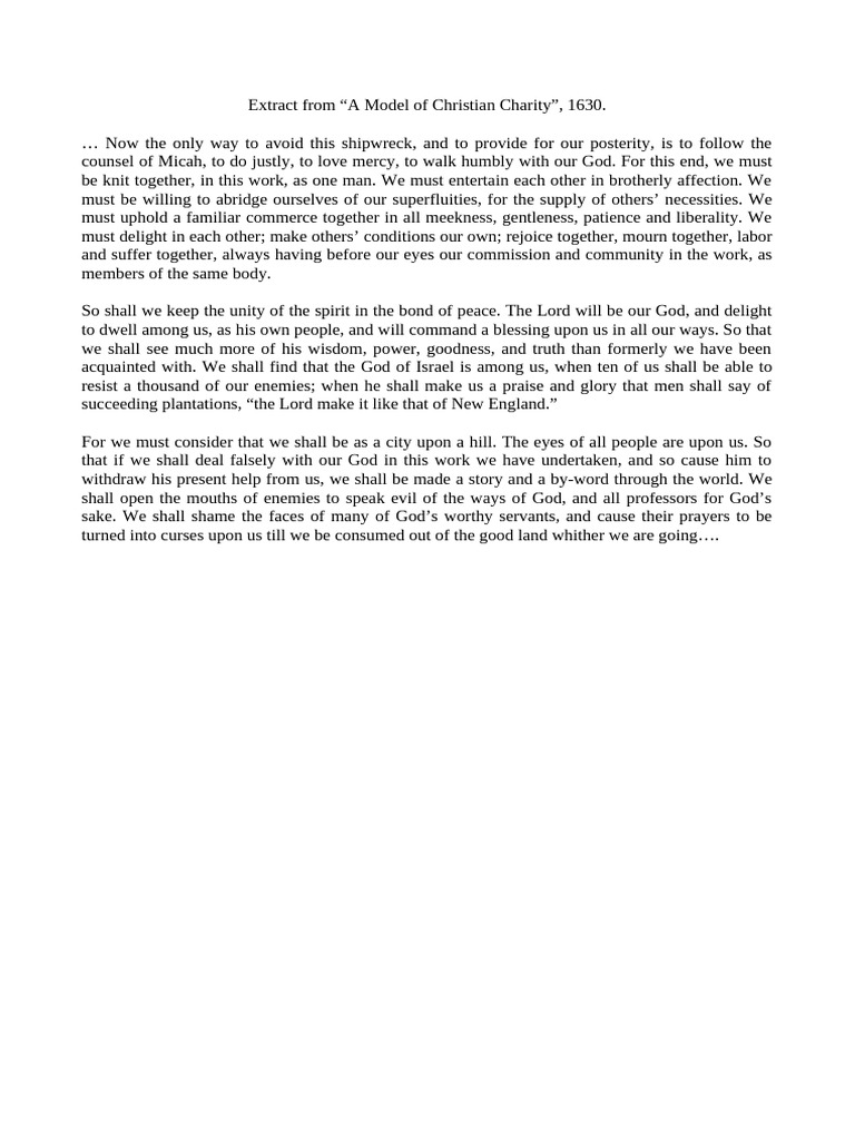 Winthrop's Model of Christian Charity | PDF | Religion & Spirituality