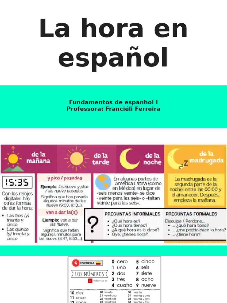 Práctica de horas en español | PDF