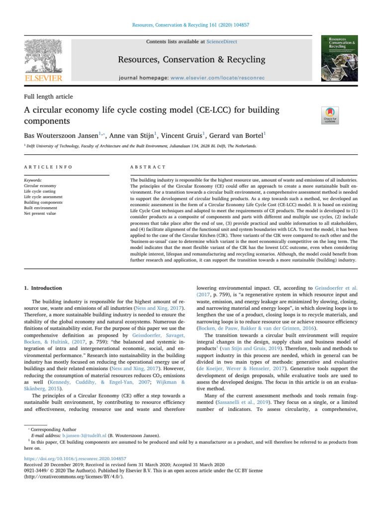A Circular Economy Life Cycle Costing Model CE-LCC | PDF