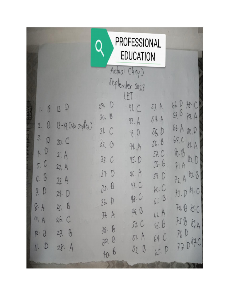 PROF ED ( ANSWER KEY ) | PDF
