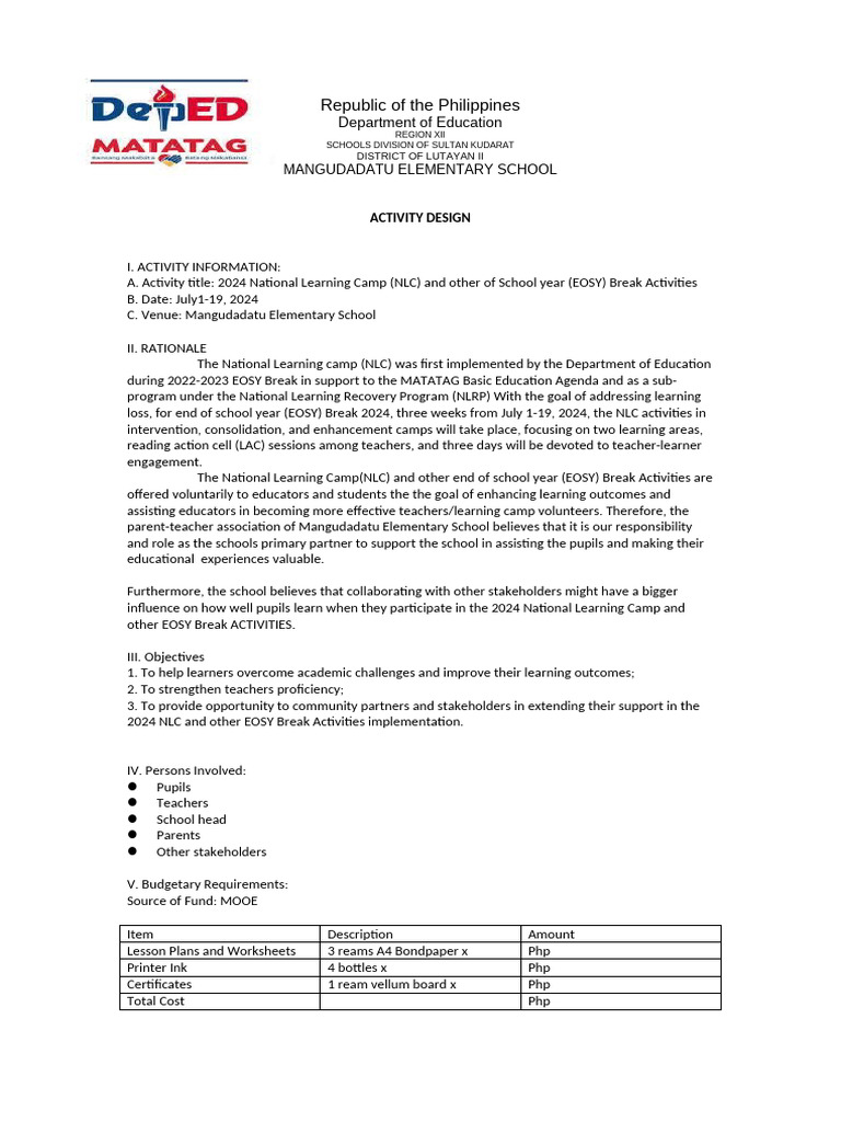 Activity Design NLC | PDF