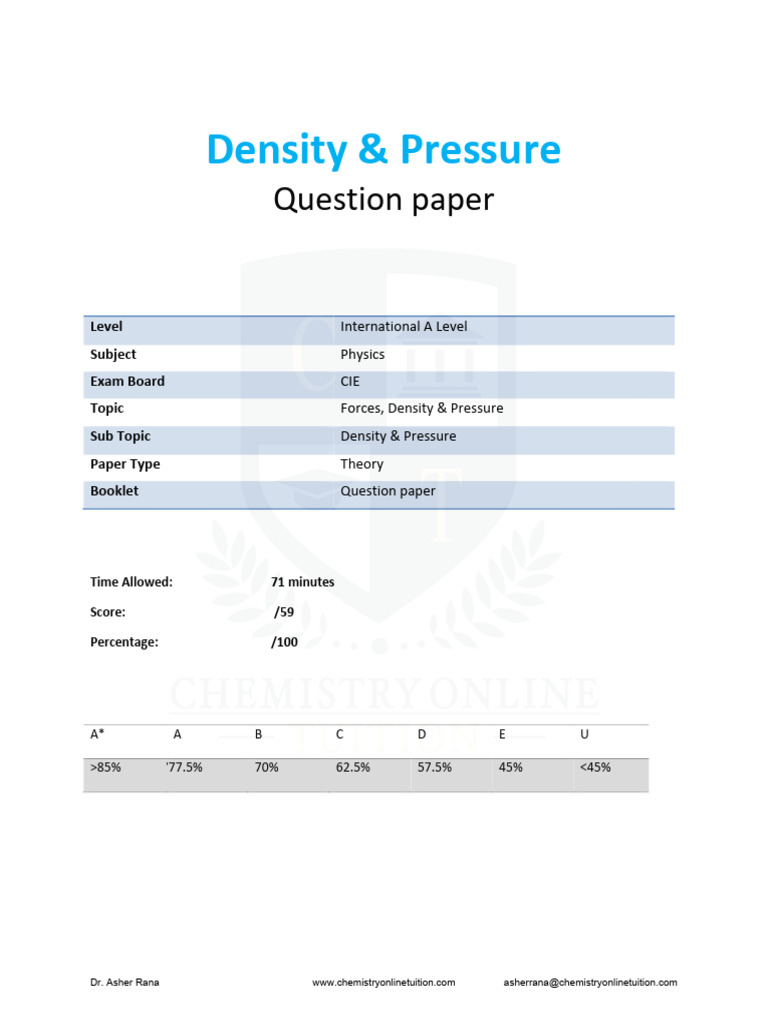 8 Density Pressure-Cie Ial Physics-Theory Qp-Unlocked | PDF | Teaching Methods & Materials ...