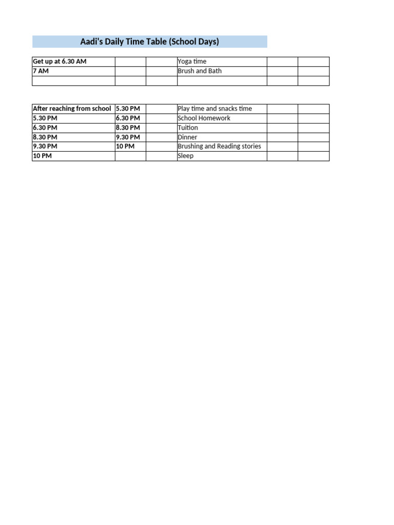Aadi Time Table | PDF