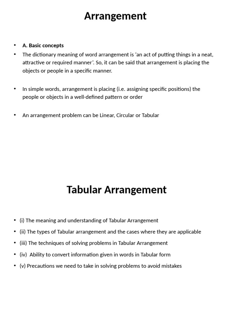 Tabular Arrangement 1st | PDF