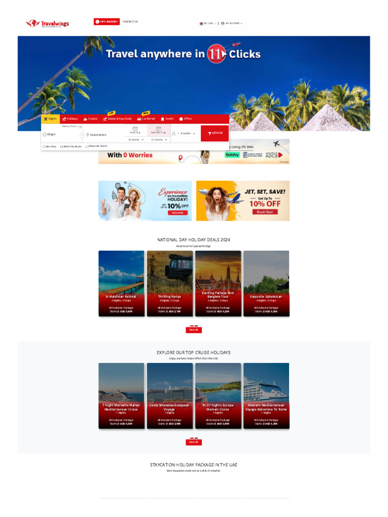 Book Flights, Hotels, Holiday Packages, Staycations and Activities Online - TravelWings United ...