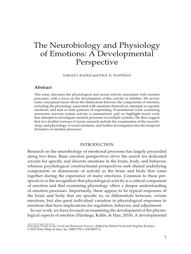 The Neurobiology and Physiology of Emotions | PDF