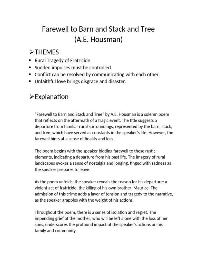 Farewell To Barn and Stack and Tree | PDF