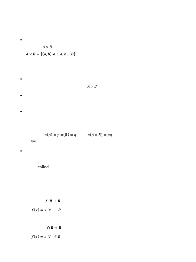 Relations and Functions Class XI Basic Concepts, CA & HA | PDF