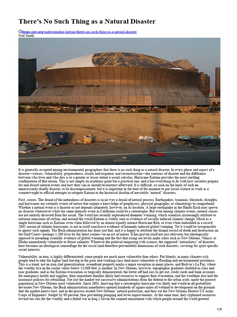 Theres No Such Thing As A Natural Disaster (Neil Smith) | PDF