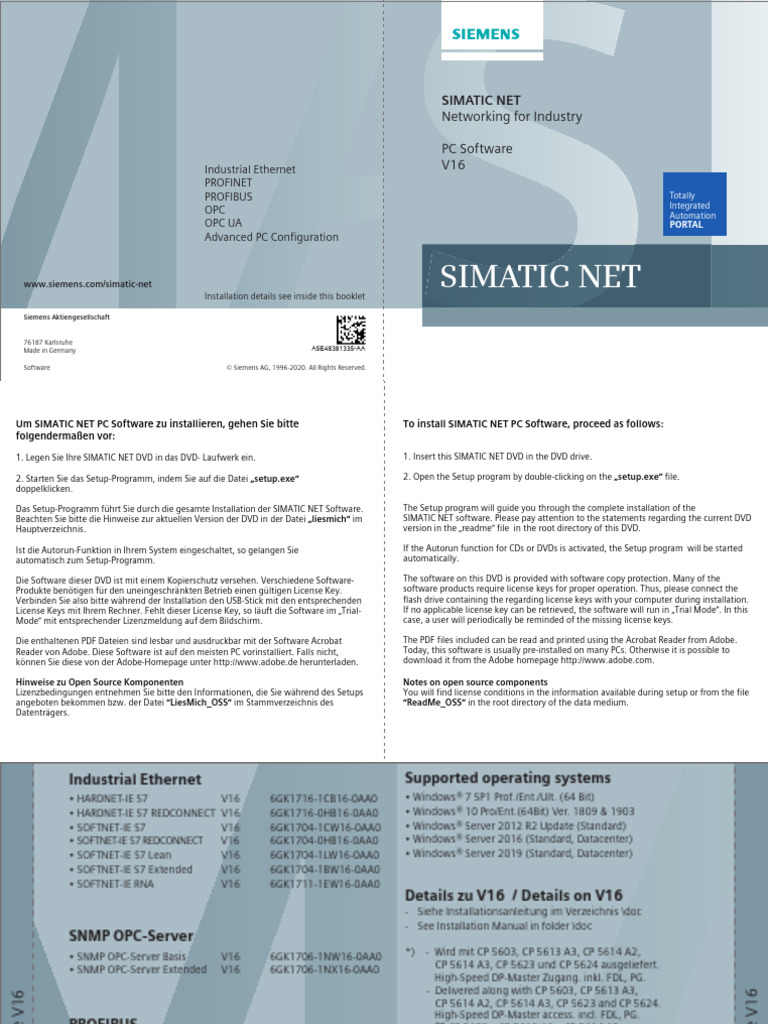 SIMATIC NET V16 Booklet A5E48381335-AA | PDF