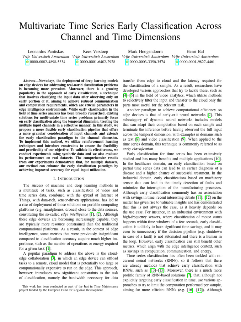 Multivariate Time Series Early Classification Across Channel and Time Dimensions | PDF