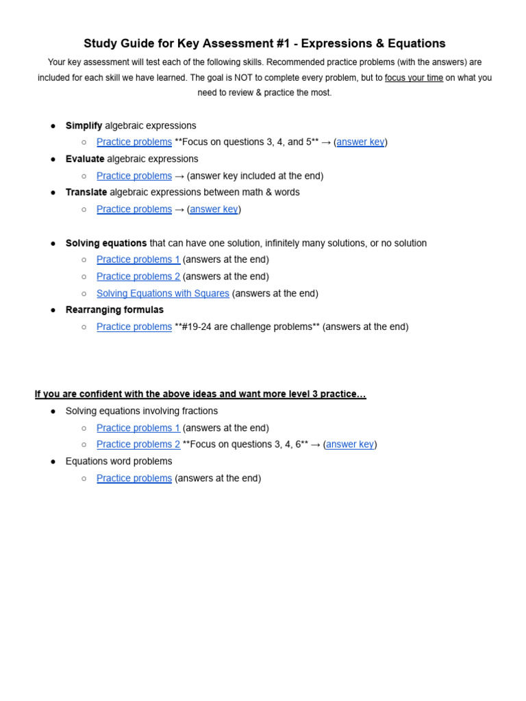 Key Assessment #1 Study Guide (2024-2025) | PDF
