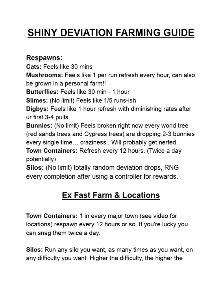 Shiny Deviation Farming Guide | PDF | Cooking, Food & Wine | Home & Garden