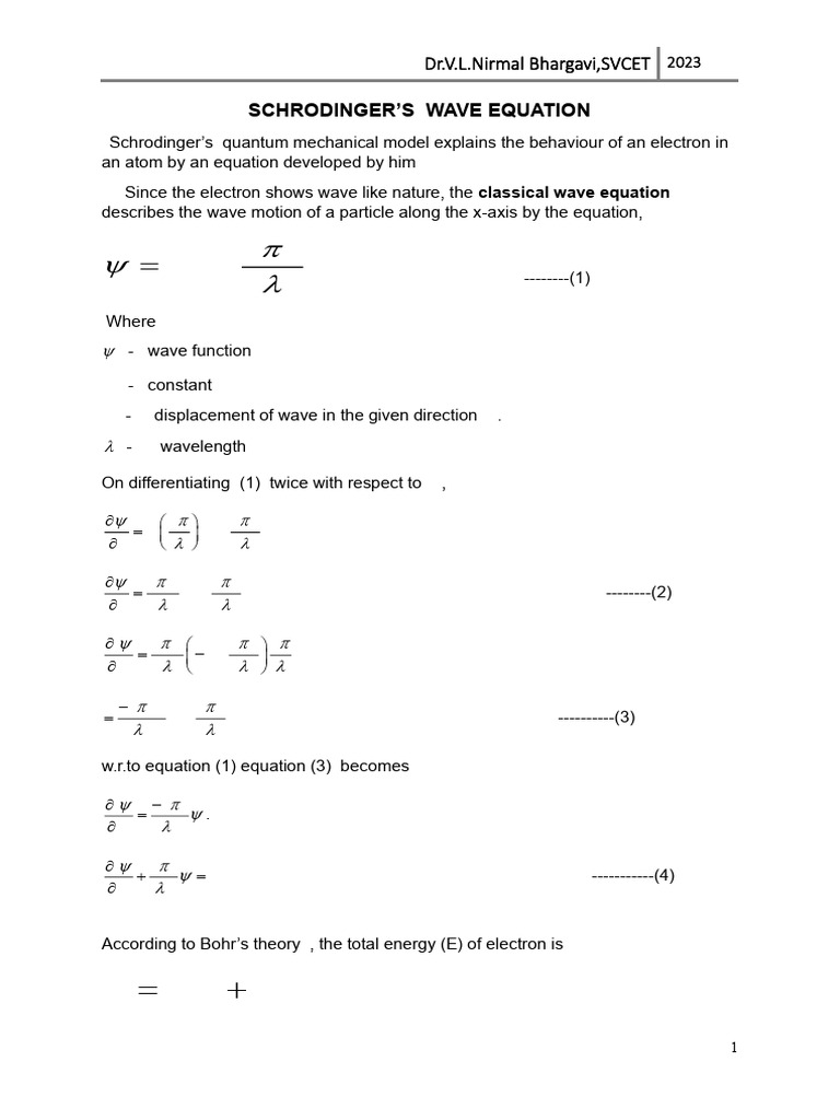 Unit 1-Schrodinger and Particle in A Box | PDF