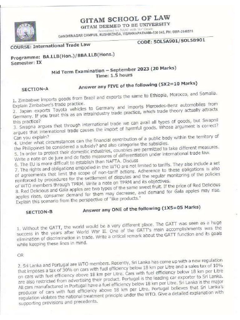 2023 9th Sem Mid Papers | PDF