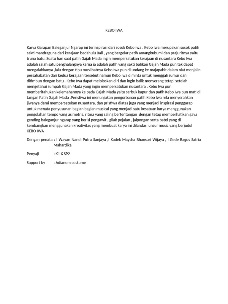 KEBO IWA Sinopsis | PDF