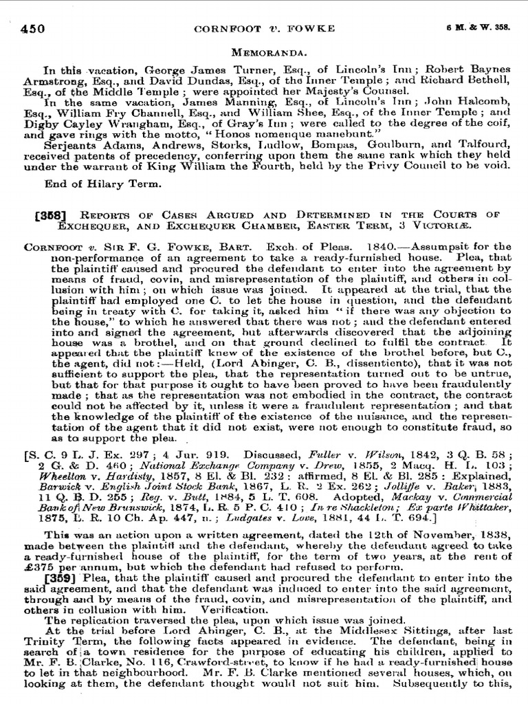 Cornfoot V Sir F. G. Fowke | PDF