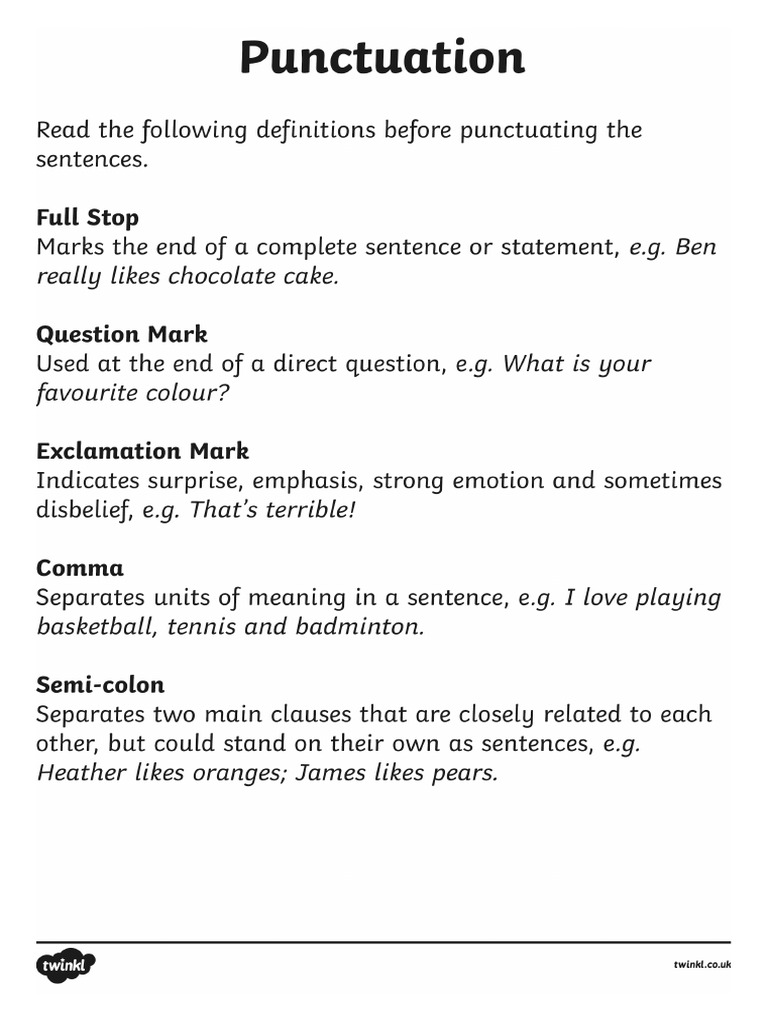 English KS2 Punctuation | PDF