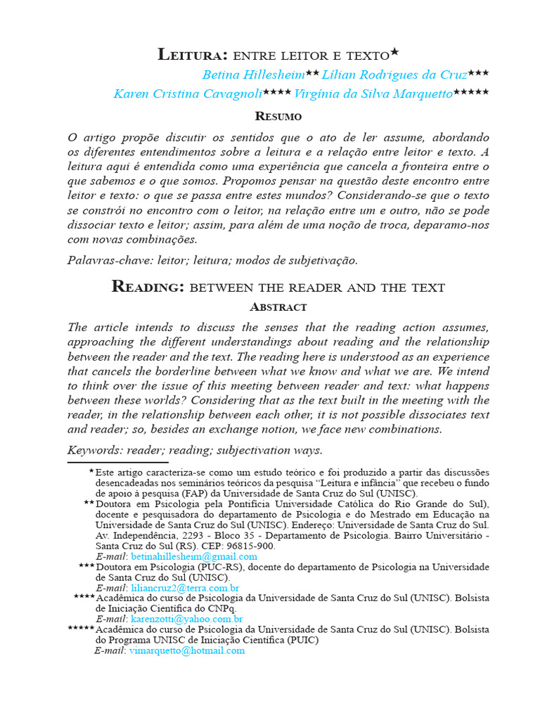 TEXTO 1 - Leitura Entre Leitor e Texto | PDF
