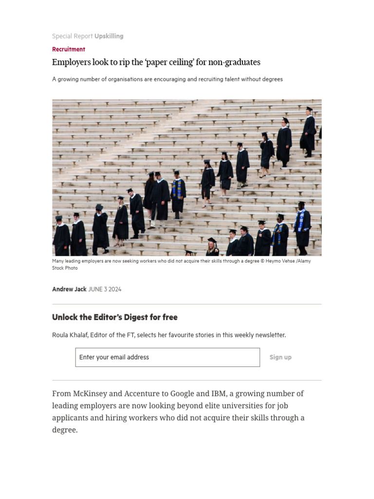 Employers Look To Rip The Paper Ceiling' For Non-Graduates | PDF