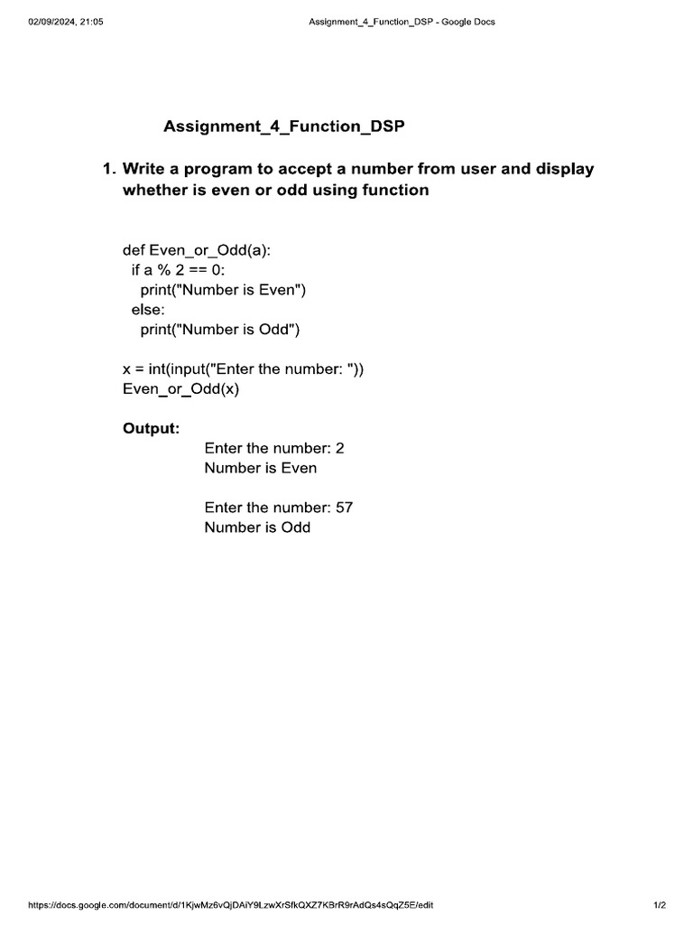 Assignment 4 Function DSP | PDF
