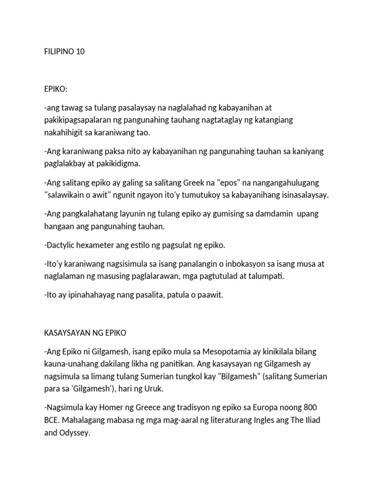 FILIPINO 10-WPS Office | PDF | Epic Poetry | Narrative Poems