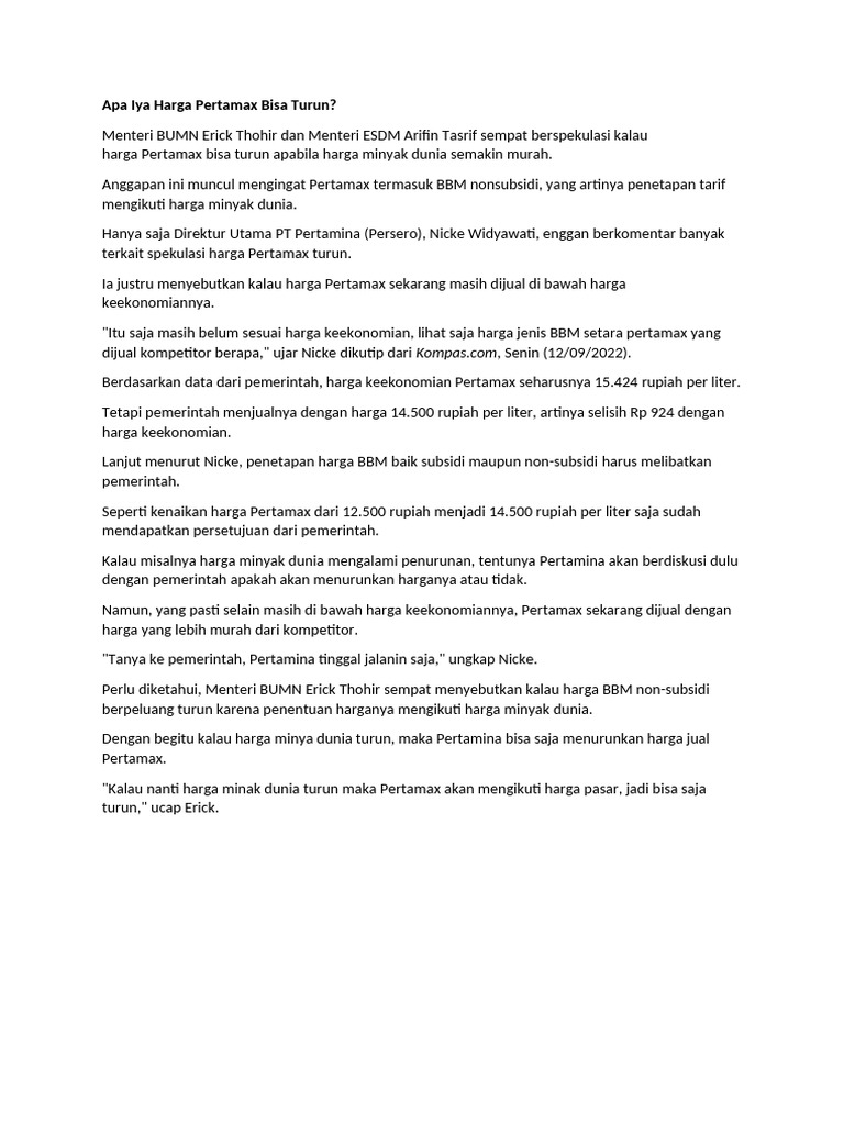 Pertamax Turun | PDF