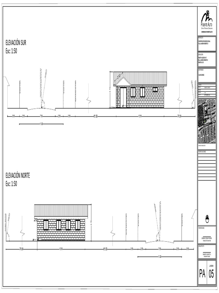 Elevación Sur Esc: 1:50: Uente LTO | PDF