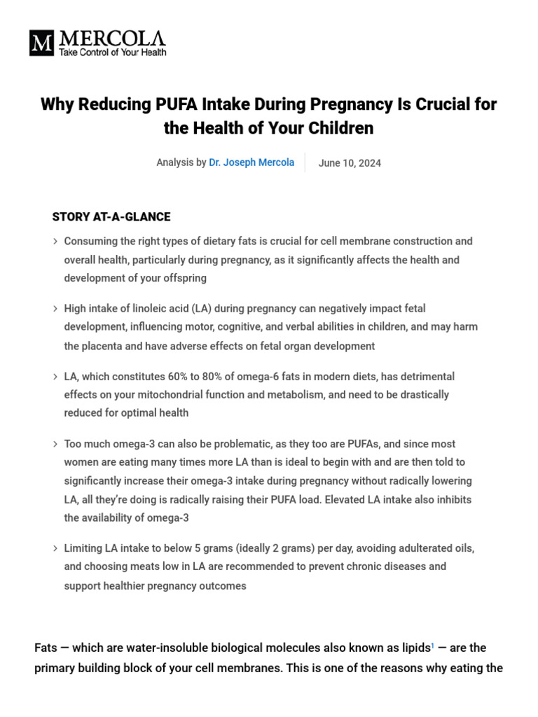Pufa Intake During Pregnancy PDF | PDF