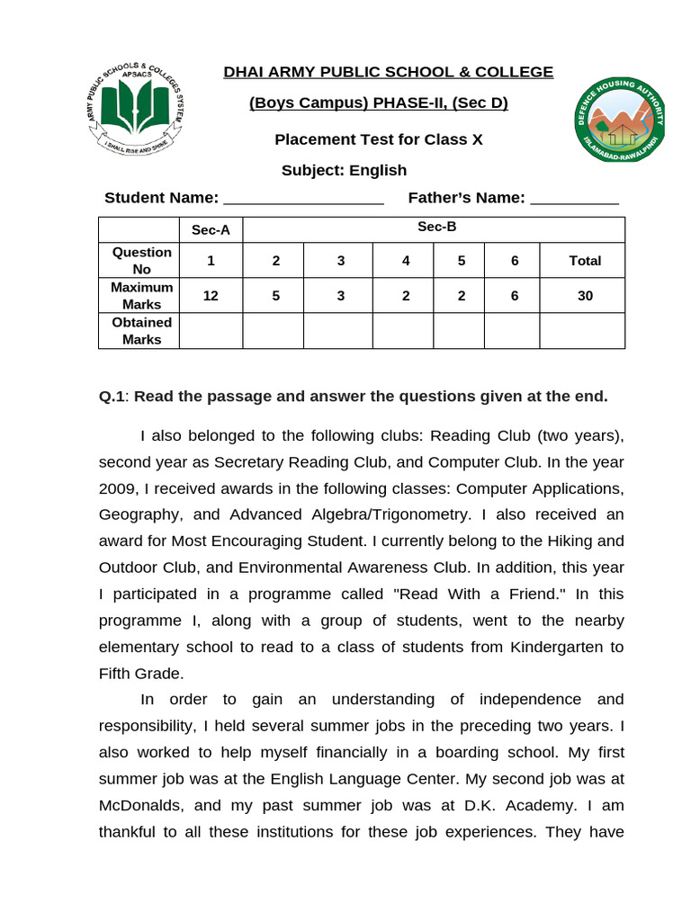 English Placement Test 3 | PDF