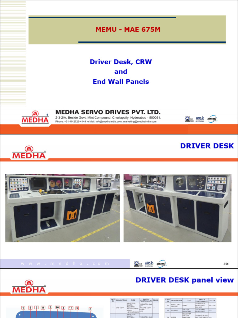 MEMU Driver Desk CRW and EWP of Bhel | PDF | Vehicle Technology | Computers