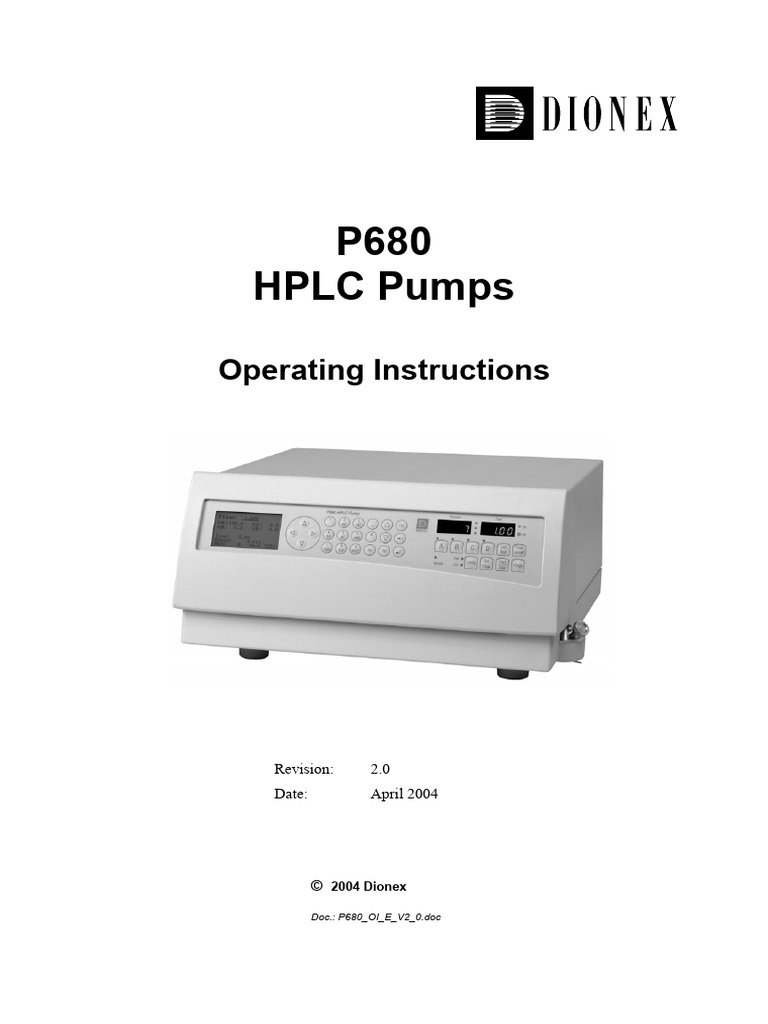 P680 HPLC Pump Manual | PDF