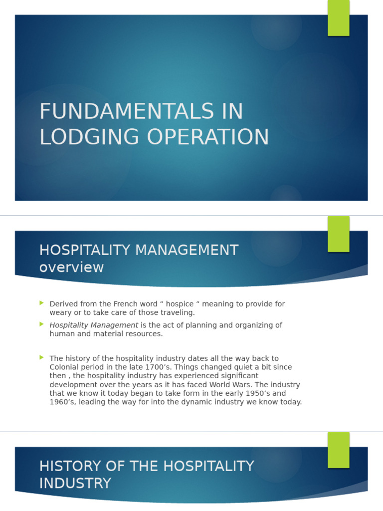 Fundamentals in Lodging Operation | PDF