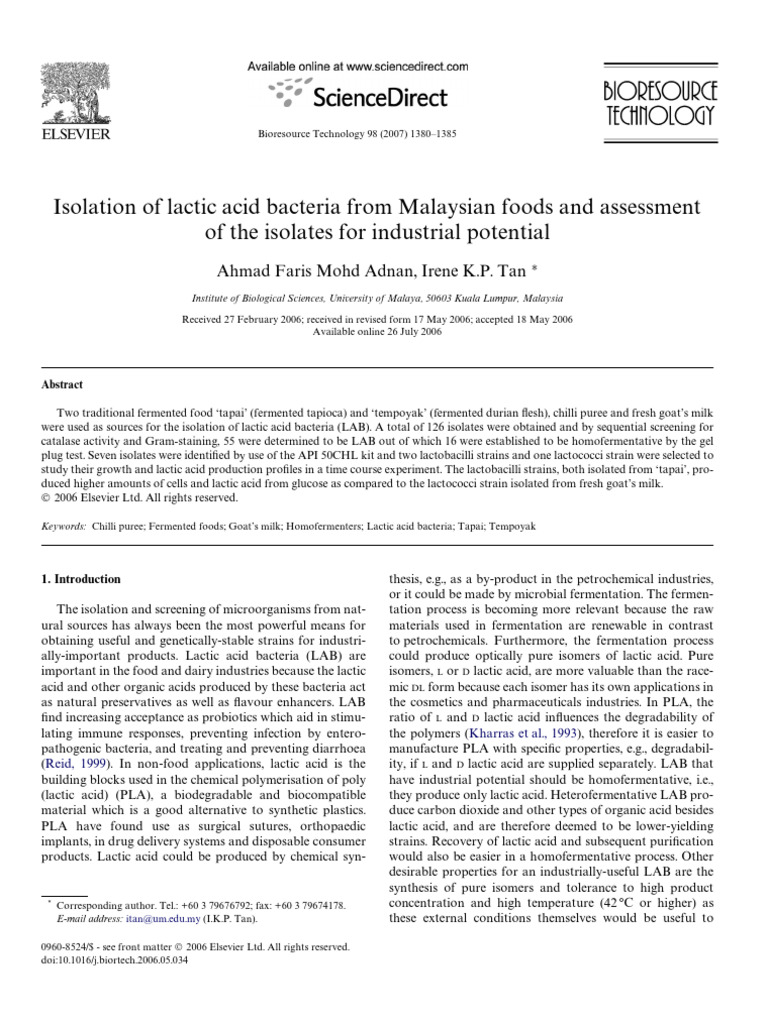 Isolation of Lactic Acid Bacteria From M | PDF