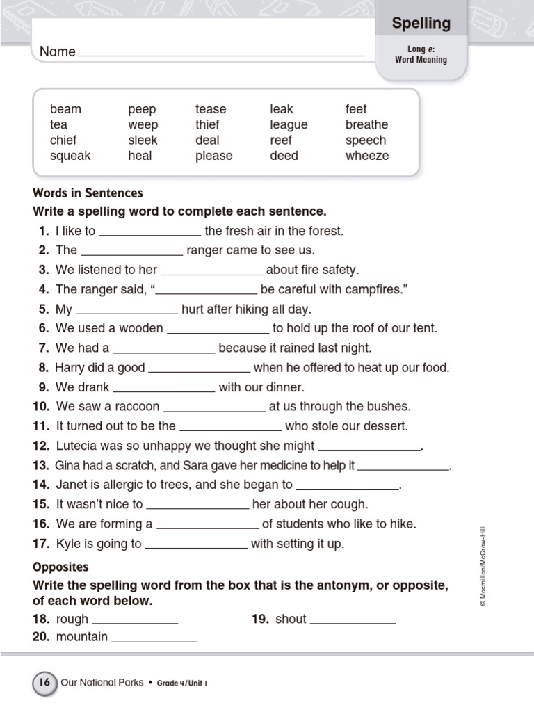 4th Vocabulary Week 2 | PDF