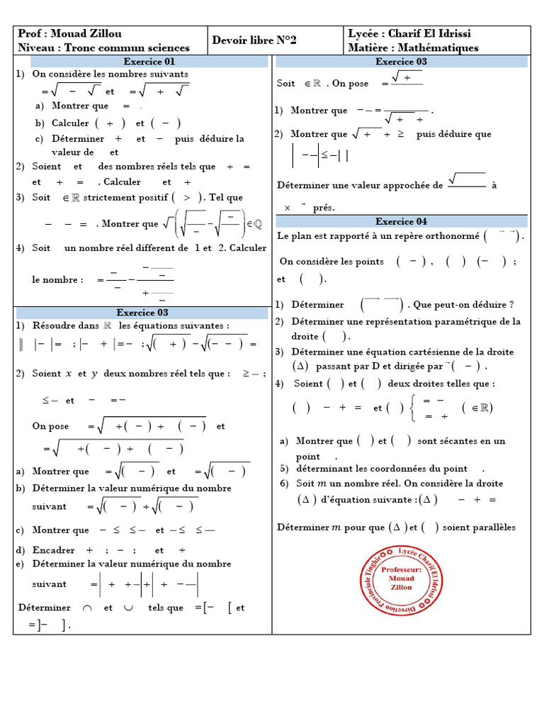 Devoir Libre N°2 Tcs | PDF