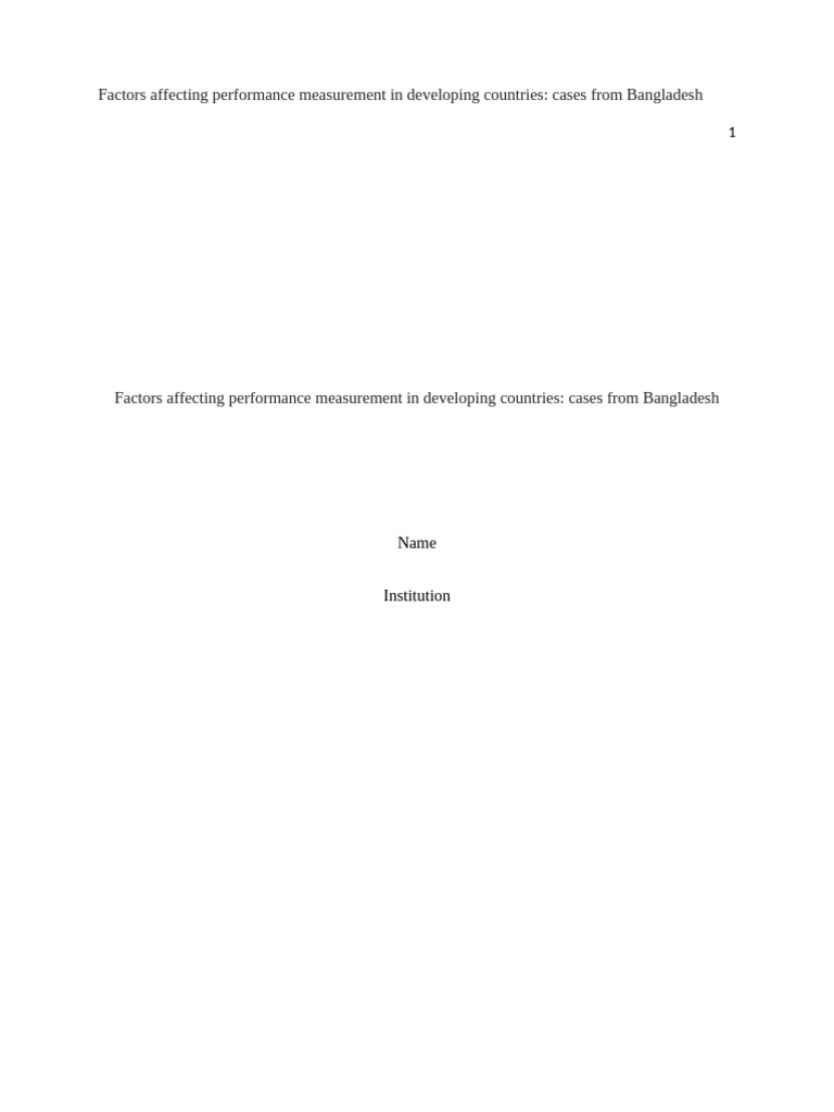 Factors Affecting Performance Measurement In Developing Countries Pdf