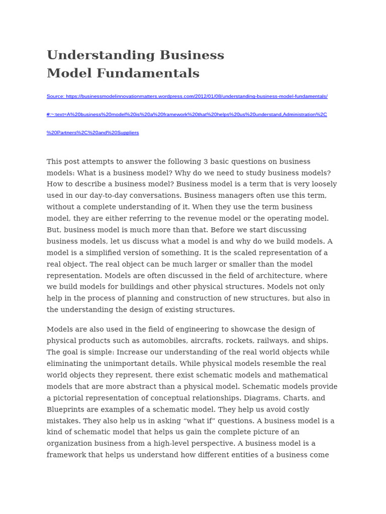 1. Understanding Business Model | PDF