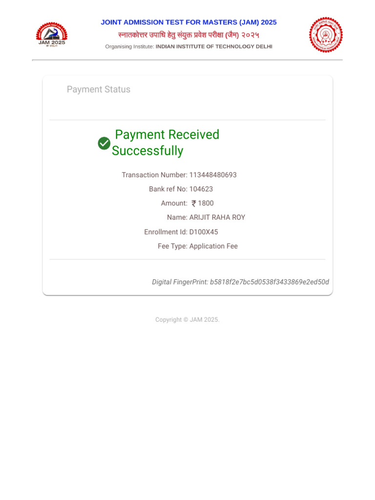 Payment Received Successfully | PDF