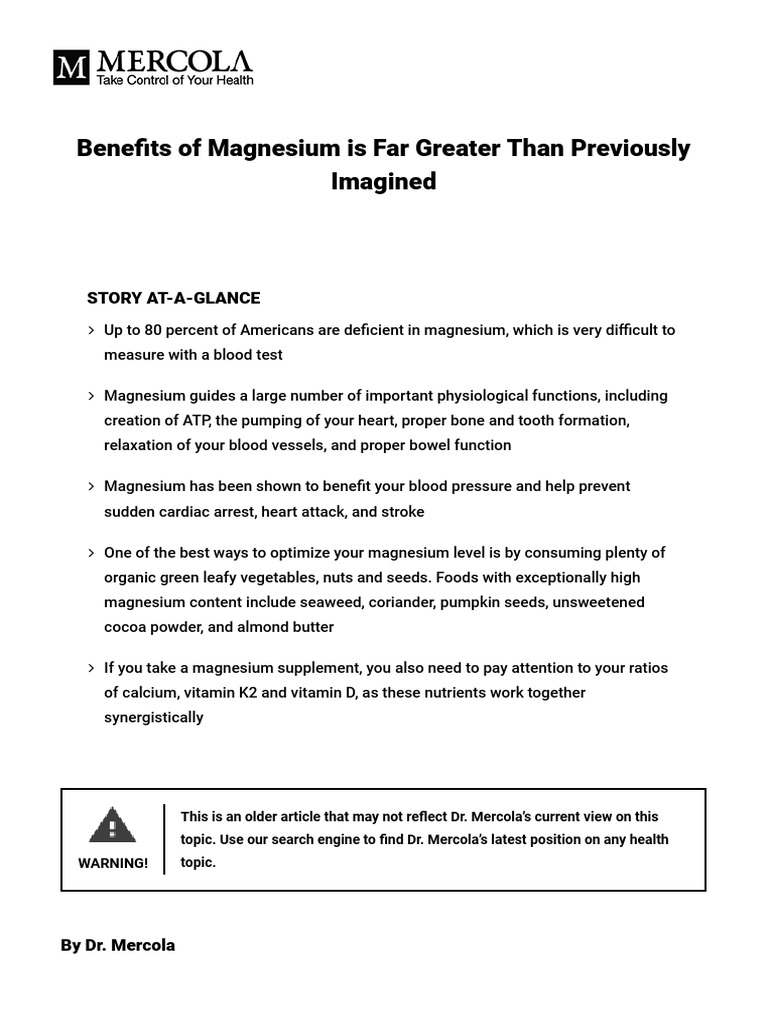 Magnesium and Its Health Benefits | PDF