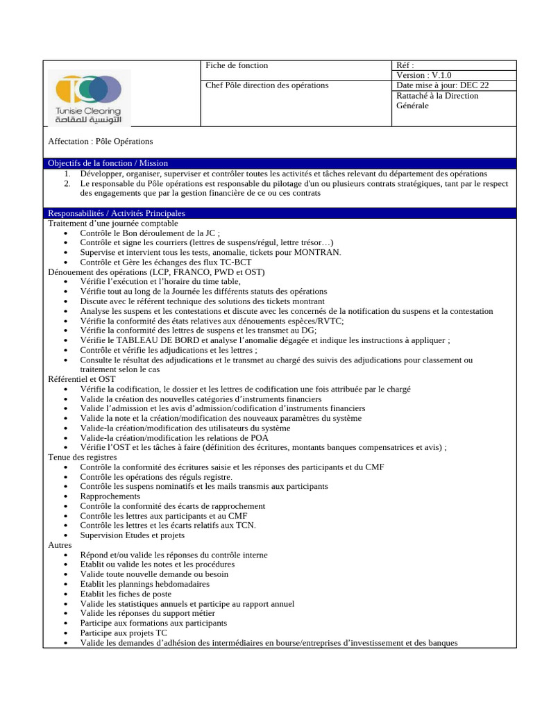 Fiche de Poste Def REV SAL | PDF