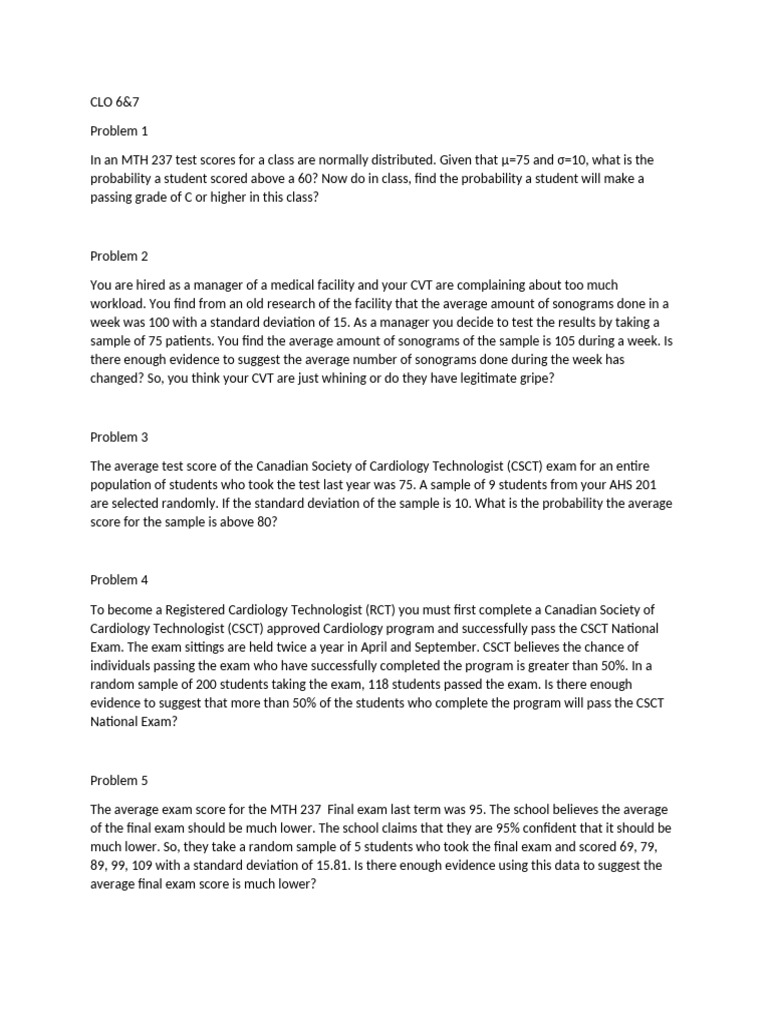 MTH 237 HW Questions CH 6 Ch7 Ch8 | PDF