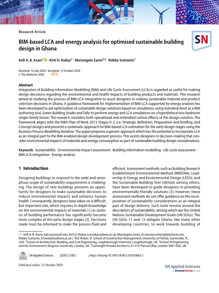 BIM Based LCA and Energy Analysis For Optimised Sustainable Building ...