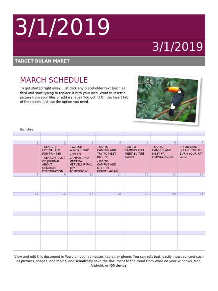 Contoh Target Kalender | PDF