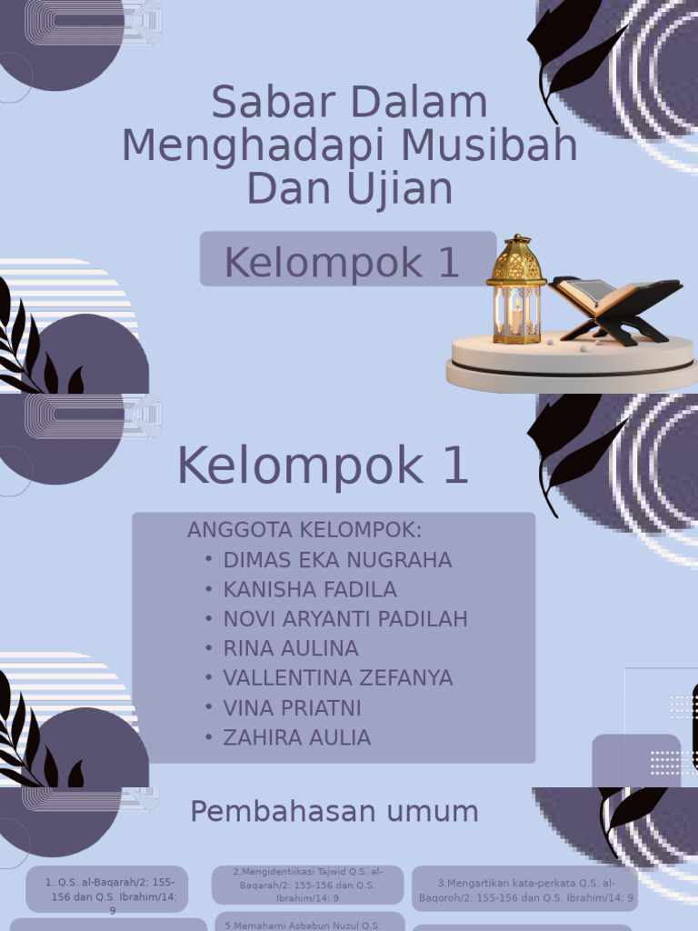 Sabar Dalam Menghadapi Musibah Dan Ujian - Kelompok 1 | PDF